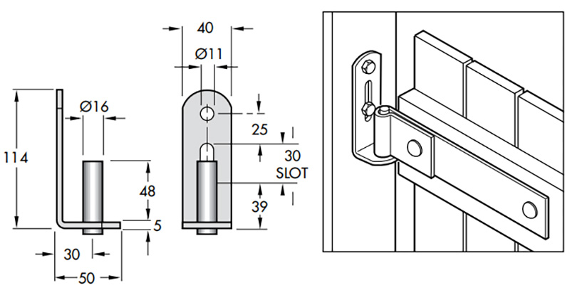 Long Plate Gudgeon for gate - FENCE DEPOT