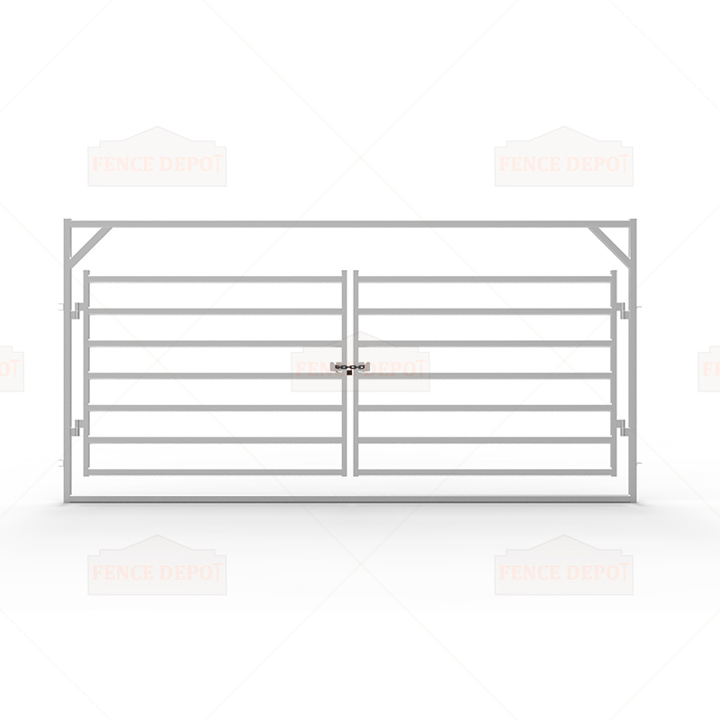 Cattle Rail Double Gates In Frame - FENCE DEPOT