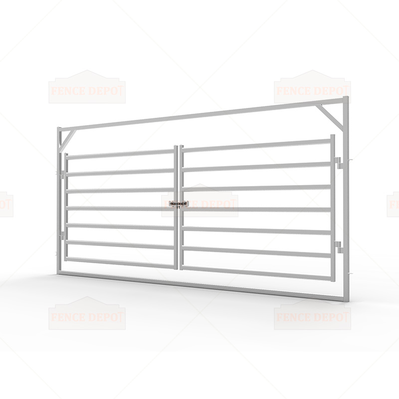 Cattle Rail Double Gates In Frame - FENCE DEPOT