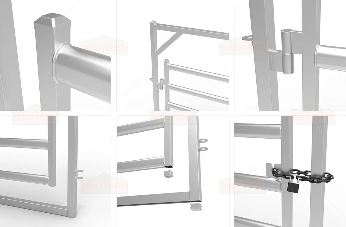 Cattle Rail Double Gates In Frame - FENCE DEPOT