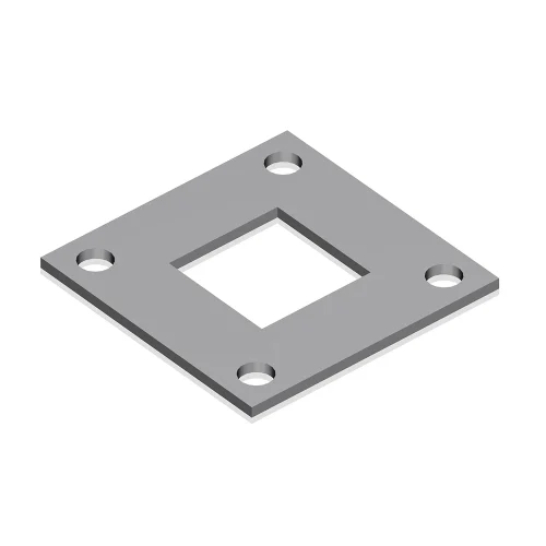 Square Hole Flange Square Base Plate - FENCE DEPOT