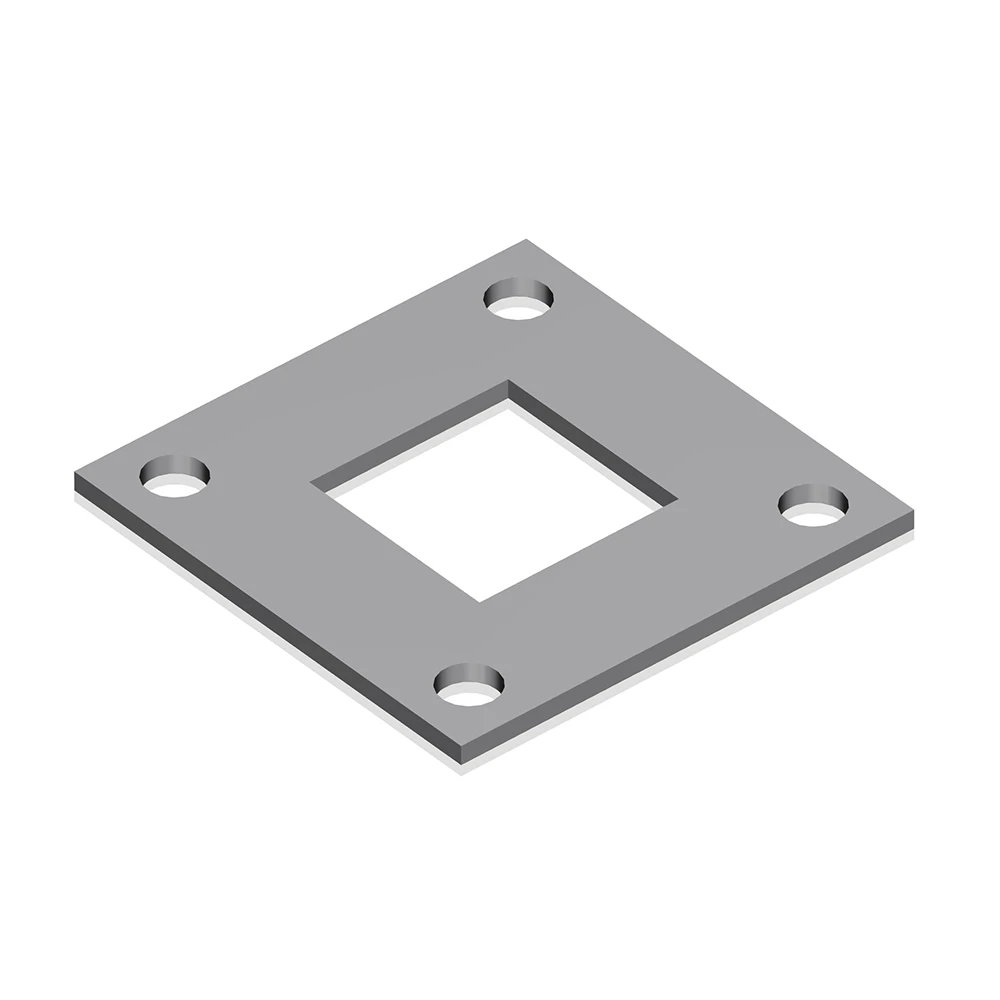 Square Hole Flange Square Base Plate - FENCE DEPOT