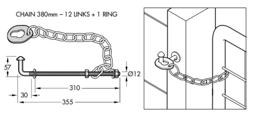 Concrete Post Ring Chain Latch - FENCE DEPOT