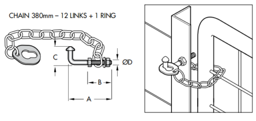 Farm Gate Bolt-On Ring Chain Latch - FENCE DEPOT