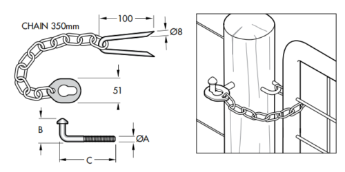 Farm Gate Screw-In Ring Chain Latch - FENCE DEPOT